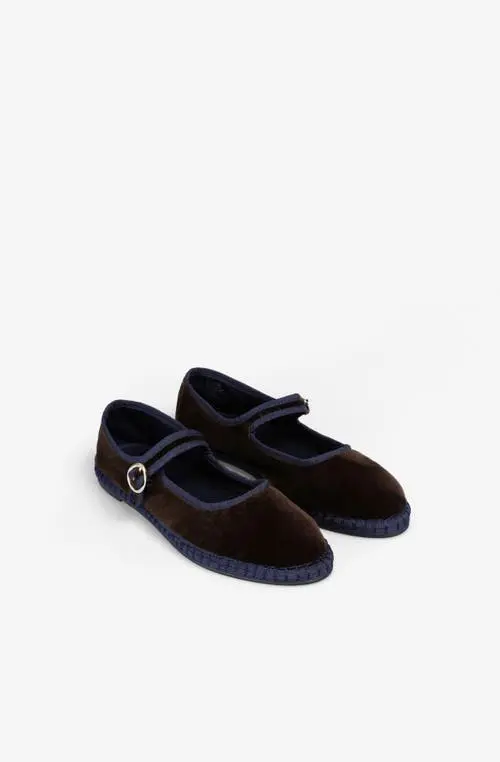 SCALPERS Velvet Strap Slipper - Brownnavy