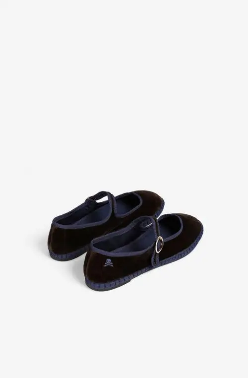 SCALPERS Velvet Strap Slipper - Brownnavy