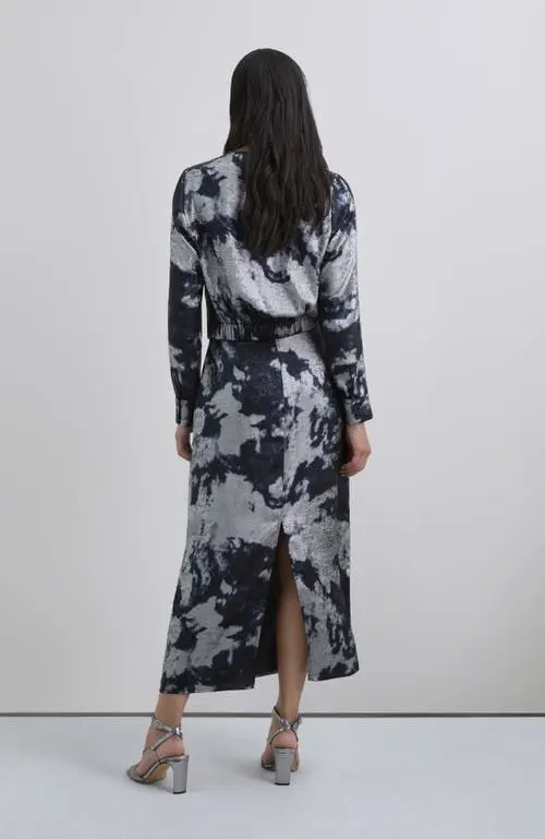 SCALPERS Jacsilver Printed Satin Midi Skirt - Bluesilver