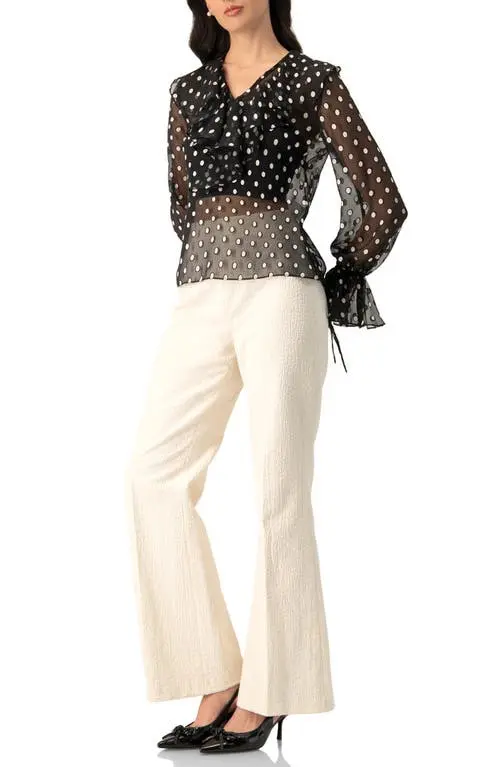 IVONNE Wide-leg Textured Trousers