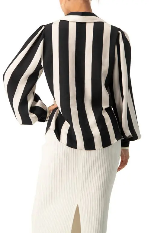 IVONNE Collared Striped Blouse