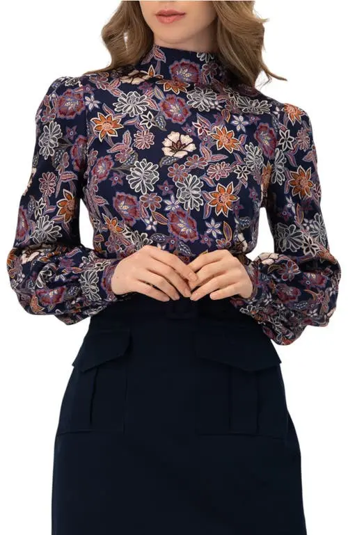 IVONNE Floral Print Tie-back Blouse