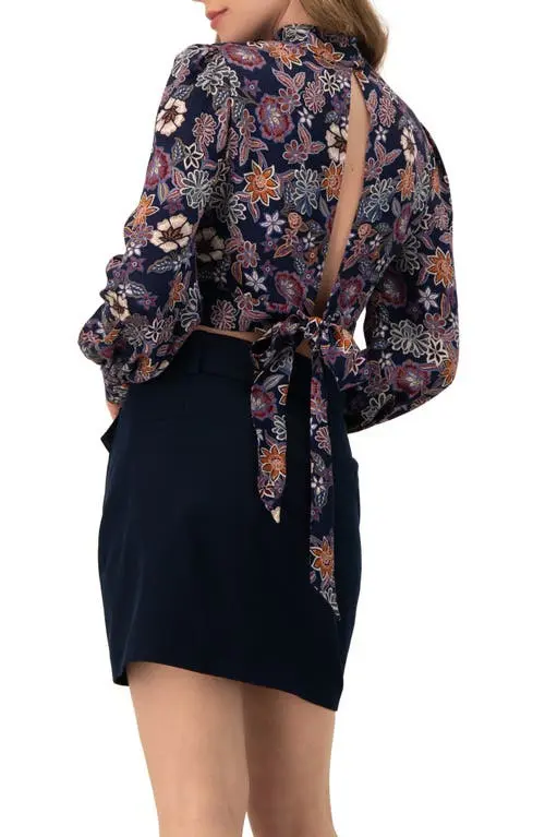 IVONNE Floral Print Tie-back Blouse