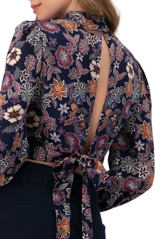 IVONNE Floral Print Tie-back Blouse