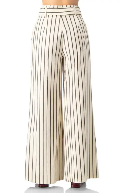 IVONNE Striped Taffeta Wide-leg Trousers - Natural