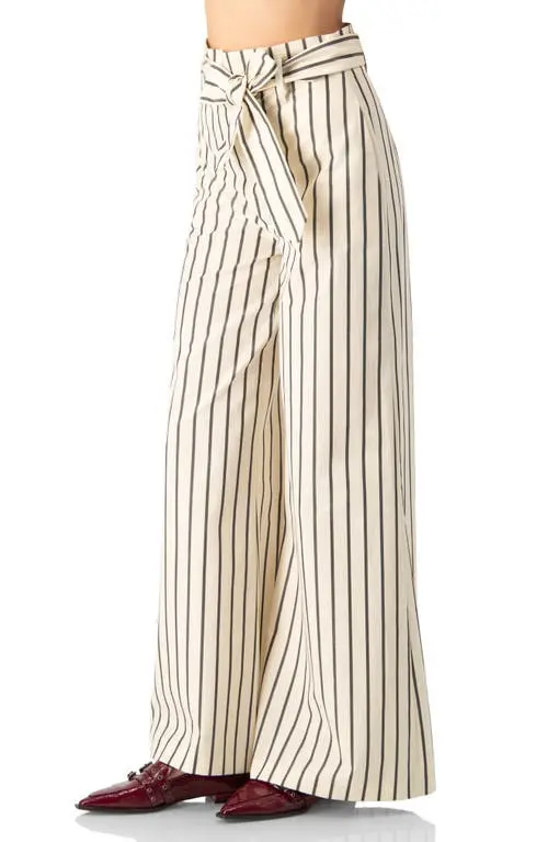 IVONNE Striped Taffeta Wide-leg Trousers - Natural