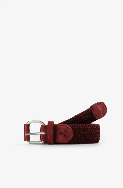 SCALPERS Suede Belt - Burgundy