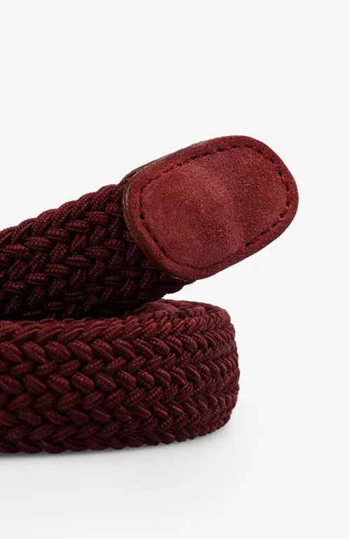 SCALPERS Suede Belt - Burgundy