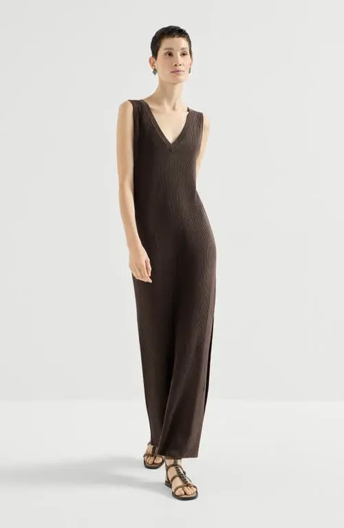 Brunello Cucinelli Rib Knit Dress - Brown