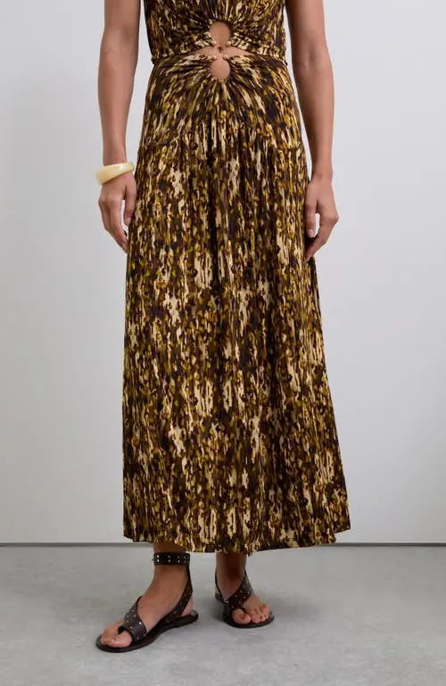SCALPERS Printed Midi Flared Skirt With Buckle Detail