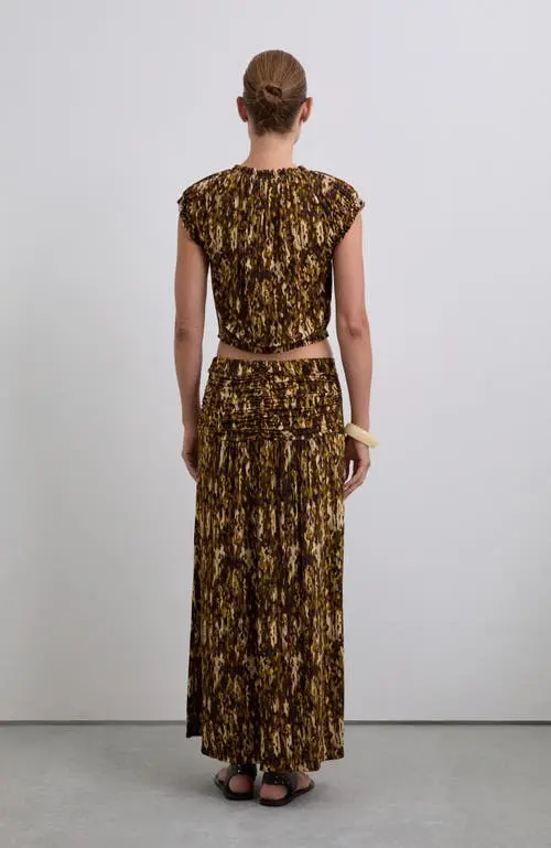 SCALPERS Printed Midi Flared Skirt With Buckle Detail