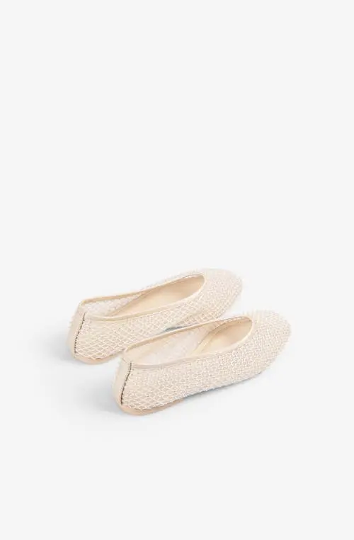 SCALPERS Ecru Fishnet Ballerinas