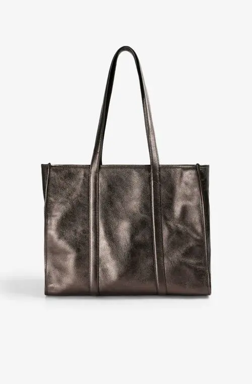 SCALPERS Metallic Leather Shopper Bag