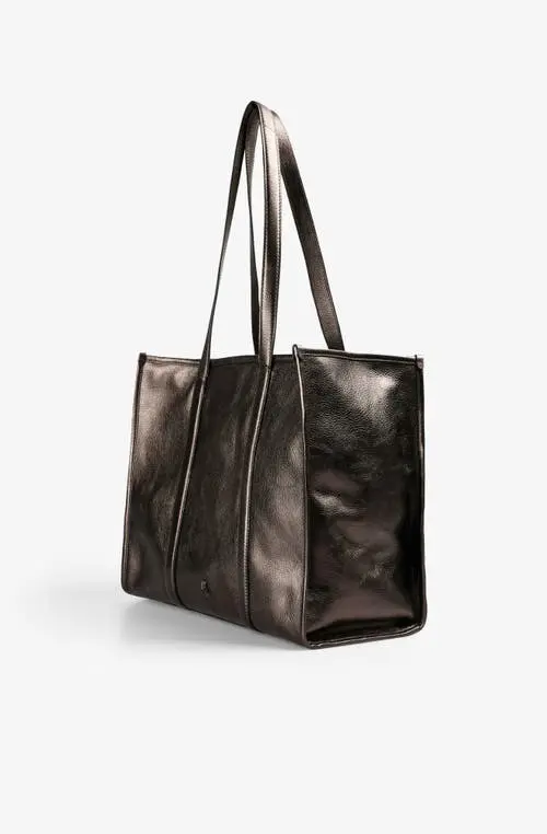 SCALPERS Metallic Leather Shopper Bag