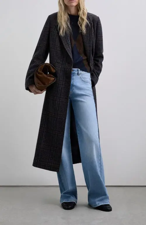 SCALPERS Checkered Print Long Coat