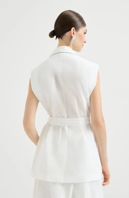 Brunello Cucinelli Poplin Belted Vest - White