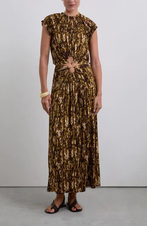 SCALPERS Printed Short Sleeve Top - Brownmustard