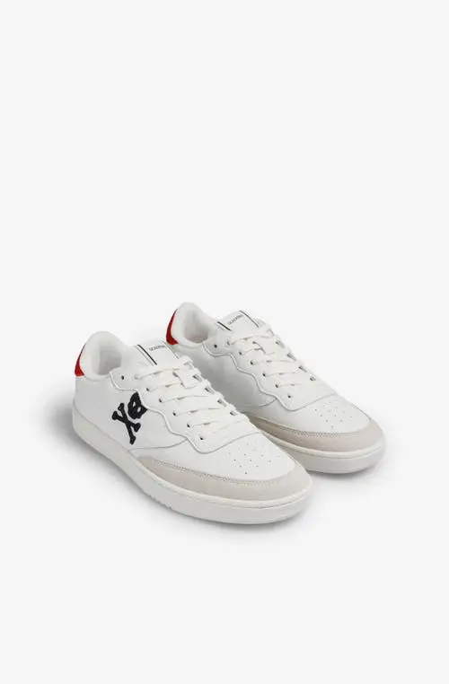 SCALPERS Leather Sneakers With Skull Detail - Blue/red