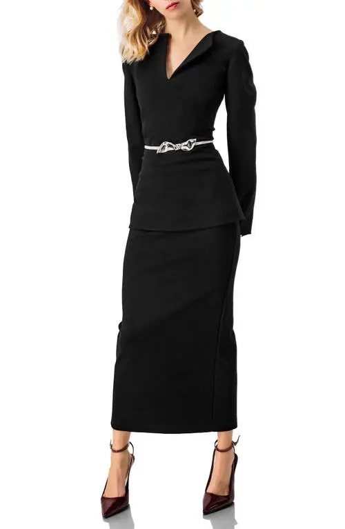 IVONNE Midi Pencil Skirt With Back Slit