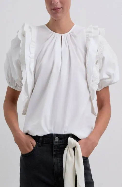 SCALPERS Poplin Puff Top - Offwhite