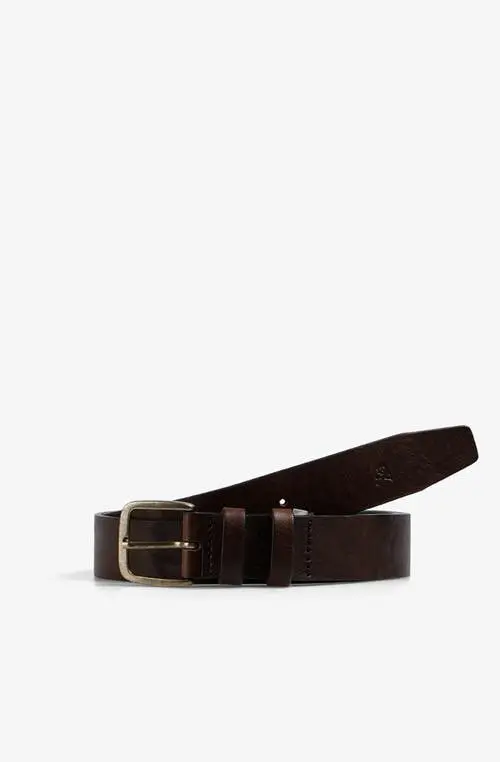SCALPERS Leather Belt With Skull Detail - Brown