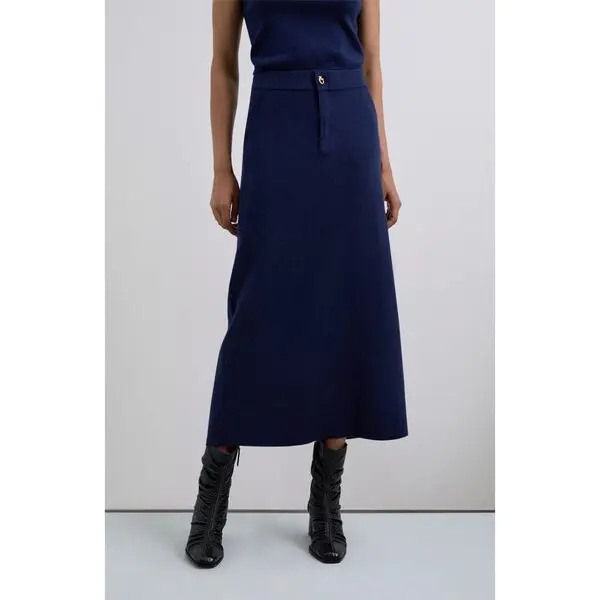 SCALPERS Casual Knit Midi Skirt - Navy