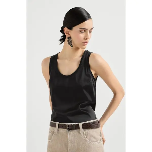 Brunello Cucinelli Satin Top - Black