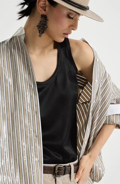 Brunello Cucinelli Satin Top - Black