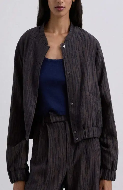 SCALPERS Animal Print Bomber Jacket - Bluebrown