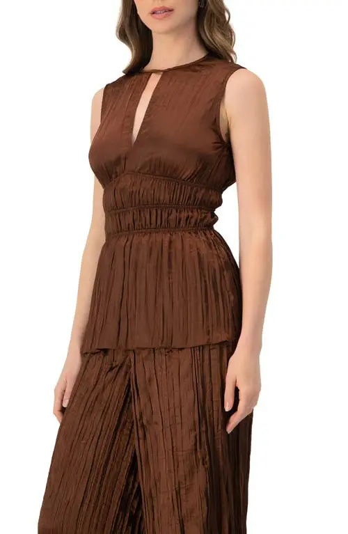 IVONNE Satin Sleeveless Pleated Blouse