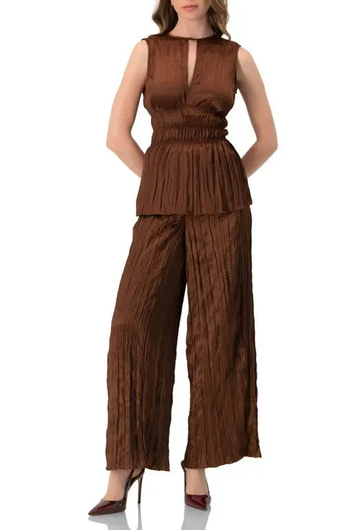 IVONNE Satin Sleeveless Pleated Blouse