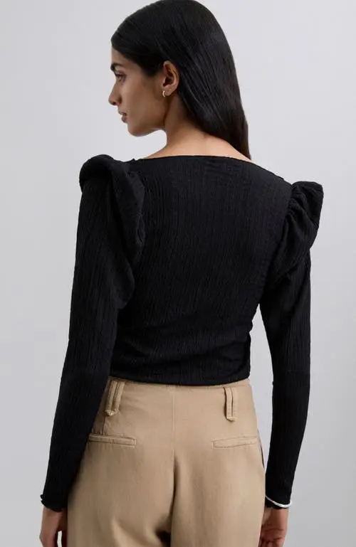 SCALPERS Wrinkle Puff Long Sleeve Tee - Black