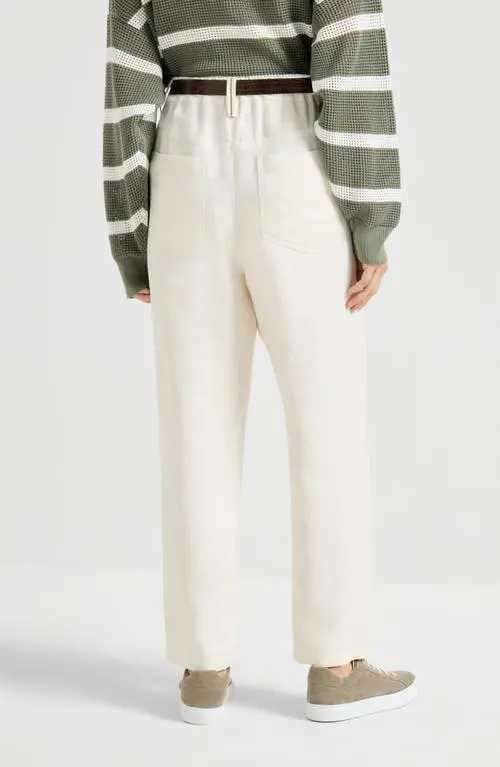 Brunello Cucinelli Fluid Twill Baggy Trousers - Ivory