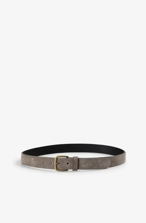 SCALPERS Skull Suede Belt - Grey