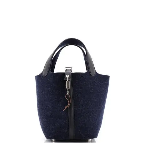 Hermès Picotin Lock Bag Felt With Leather Pm - Blue