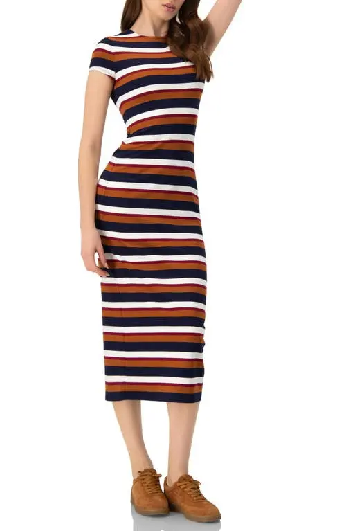 IVONNE Striped Cap Sleeve Maxi Dress