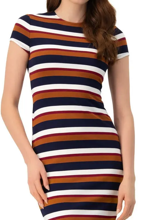 IVONNE Striped Cap Sleeve Maxi Dress