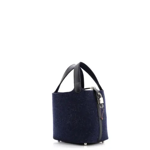 Hermès Picotin Lock Bag Felt With Leather Pm - Blue