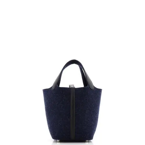 Hermès Picotin Lock Bag Felt With Leather Pm - Blue