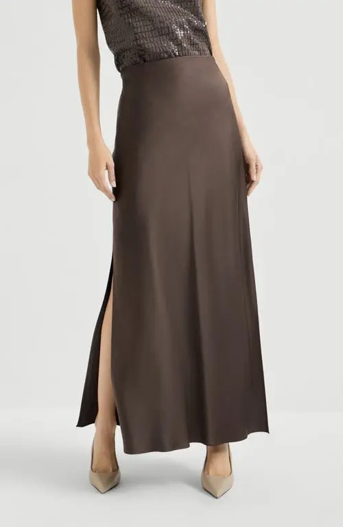 Brunello Cucinelli Bias-cut Maxi Skirt - Cocoa
