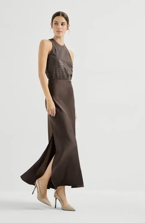Brunello Cucinelli Bias-cut Maxi Skirt - Cocoa