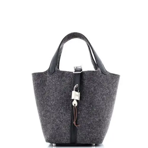 Hermès Picotin Lock Bag Felt With Leather Pm - Grey