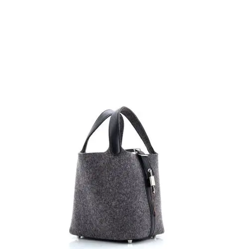 Hermès Picotin Lock Bag Felt With Leather Pm - Grey