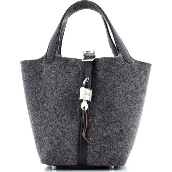 HERMES Picotin Lock Bag Felt With Leather Pm