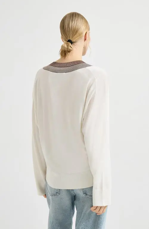 Brunello Cucinelli Cashmere And Silk Lightweight Sweater - White