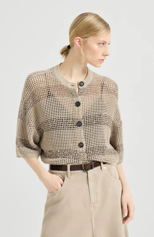 Brunello Cucinelli Cropped Cotton Cardigan - Sand