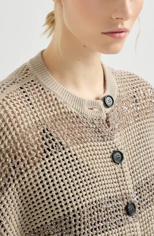 Brunello Cucinelli Cropped Cotton Cardigan - Sand
