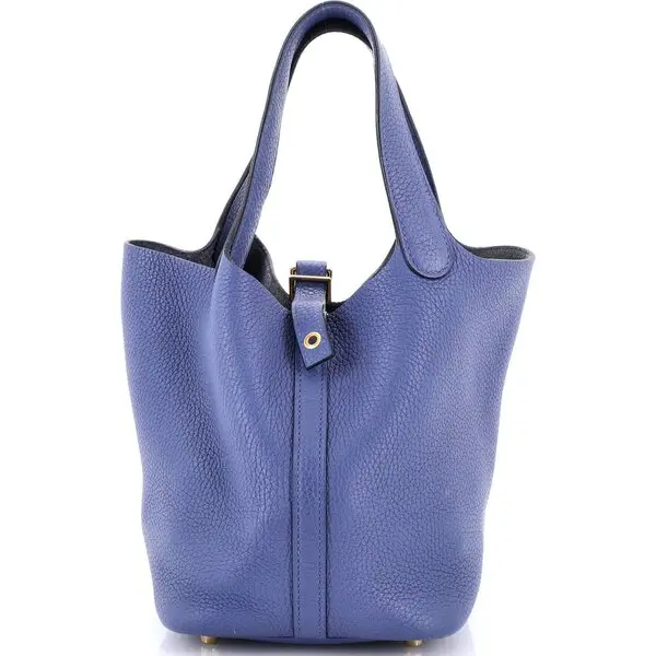 HERMES Picotin Lock Bag Clemence Pm - Bleu Brighton