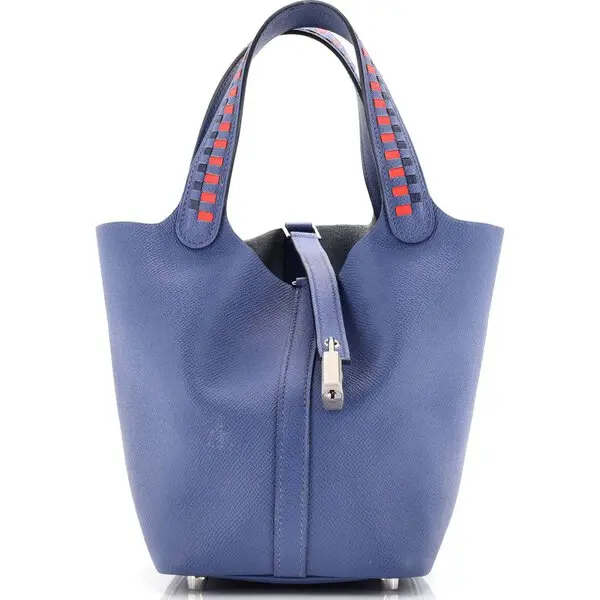 HERMES Picotin Lock Bag Tressage Epsom Pm - Bleu Brighton