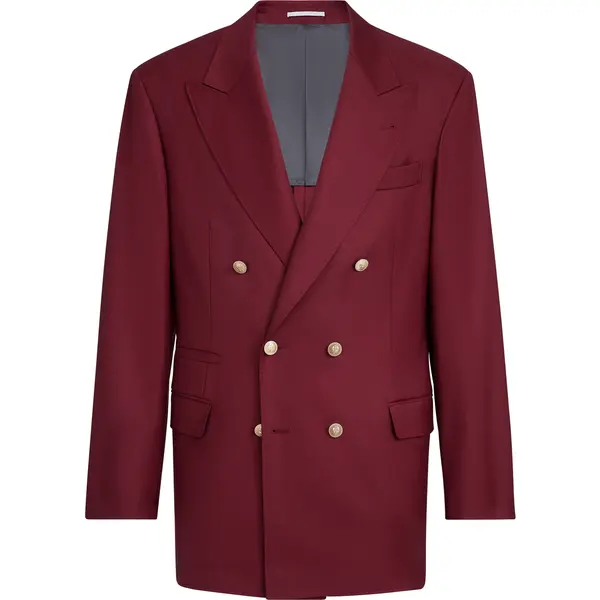 Brunello Cucinelli Blazer With Metal Buttons - Cherry
